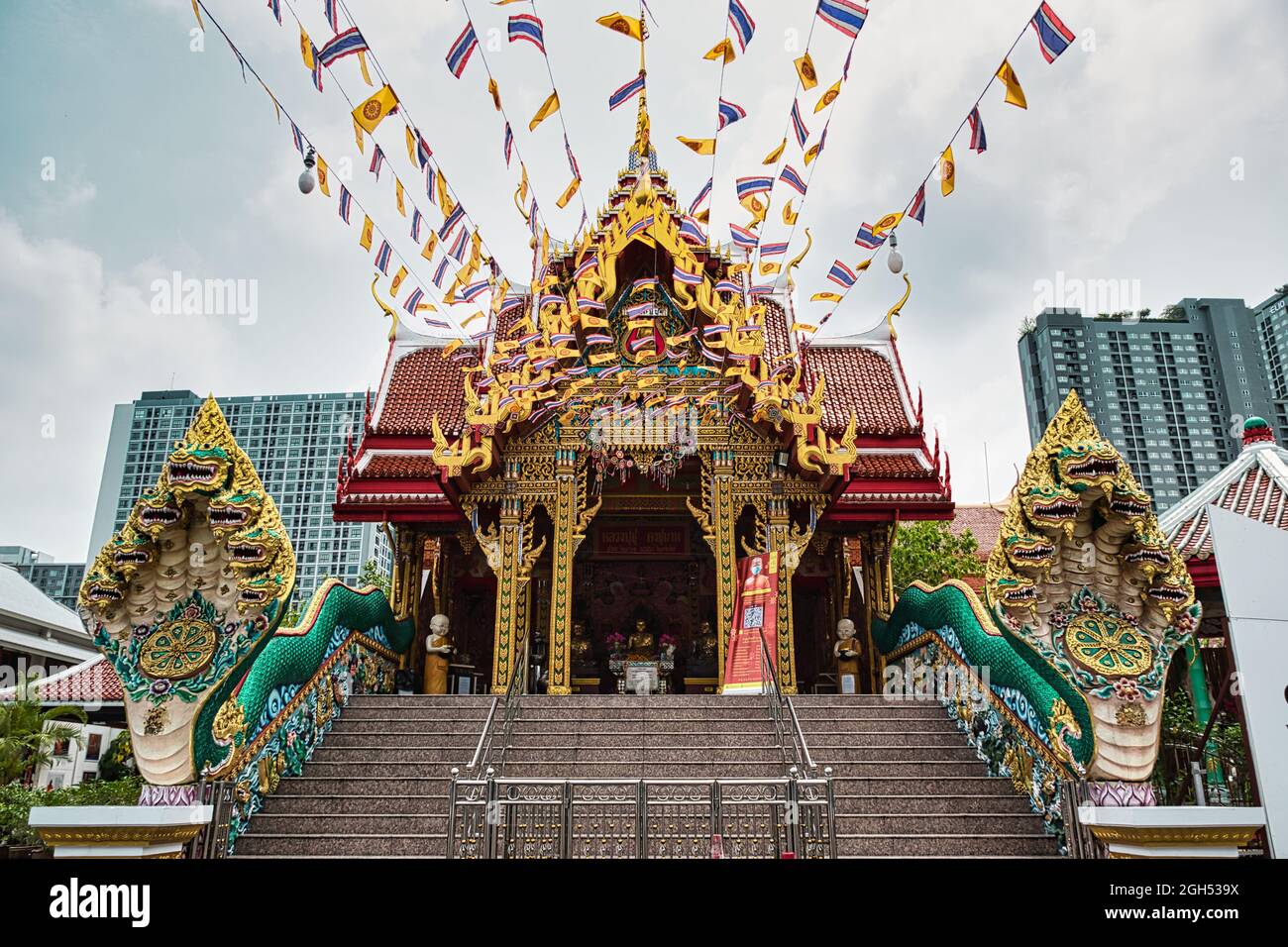 Bangkok, Thailand 04.28.2021 Guardian Nagas, Flags and Colorful ...