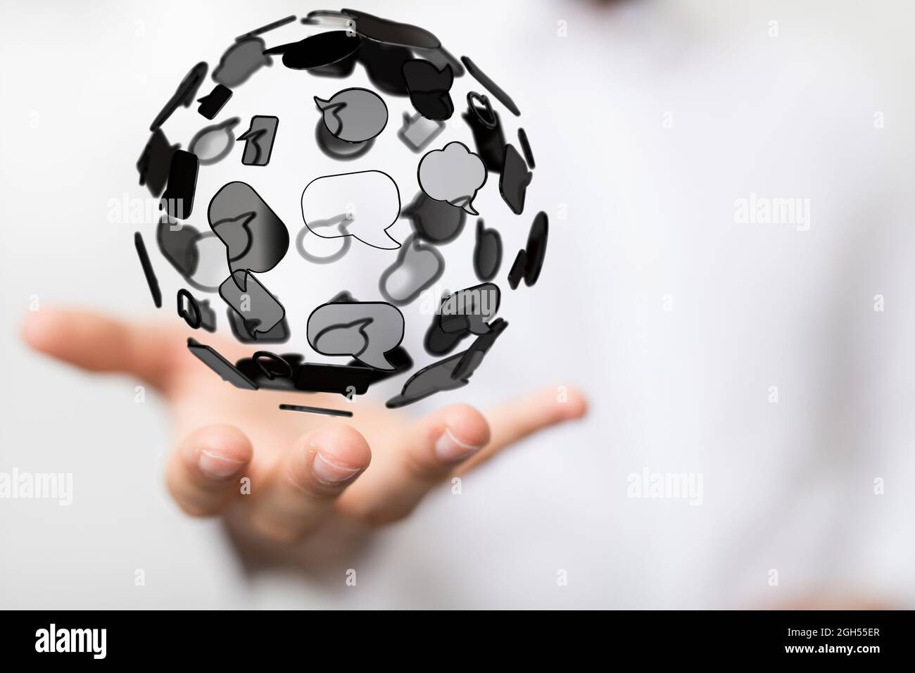 An illustration of digital communication icons in a sphere form Stock ...