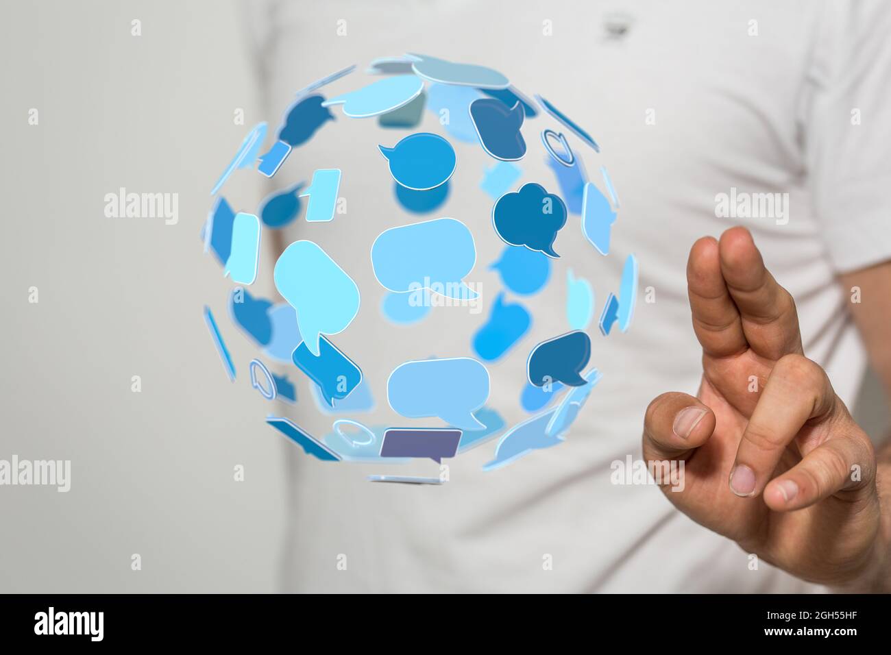 An illustration of digital communication icons in a sphere form Stock ...