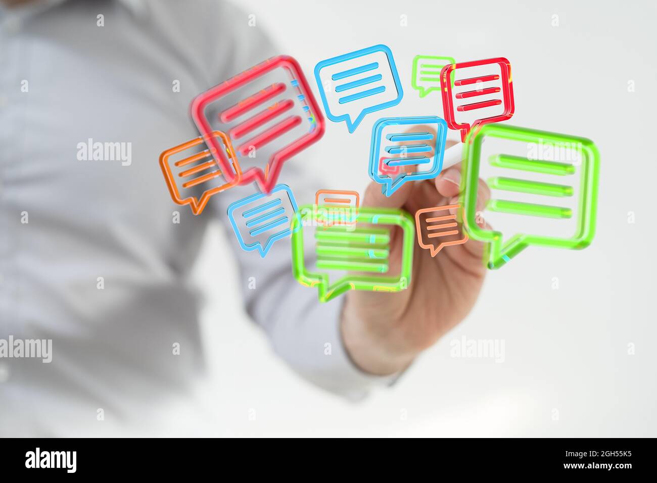 An illustration of colorful digital communication icons Stock Photo - Alamy