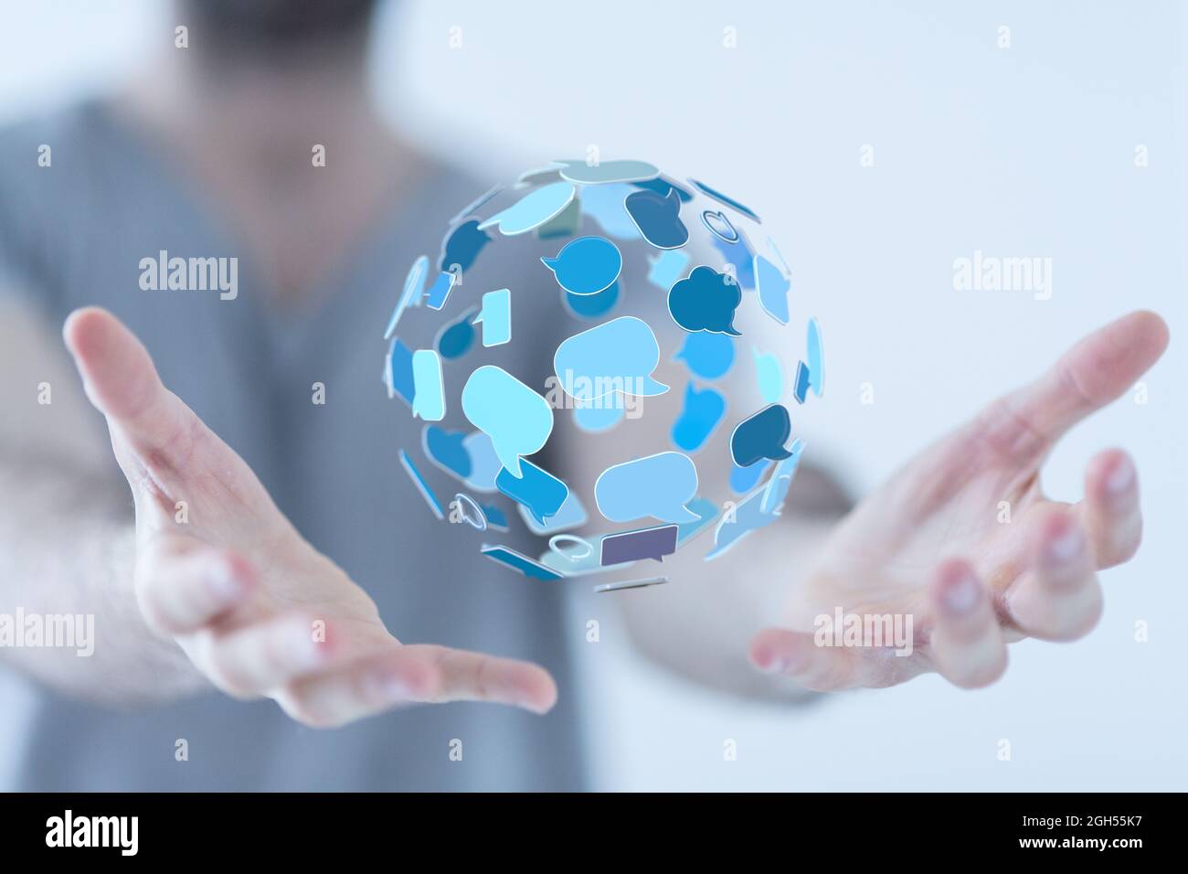 An illustration of digital communication icons in a sphere form Stock ...