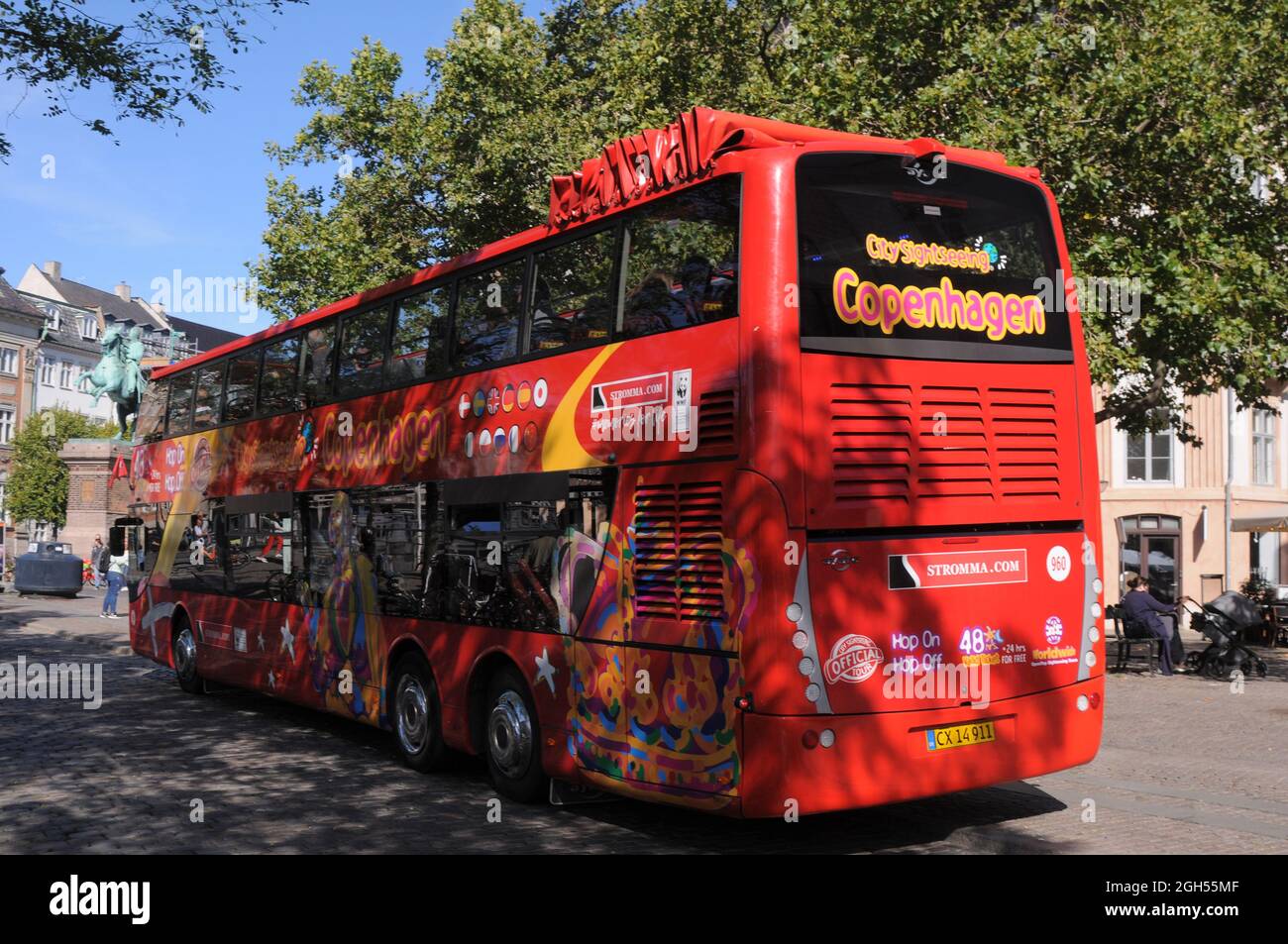 Copenhagen, Denmark.,05 September 2021/Hop on hop off sight seeing bus ...