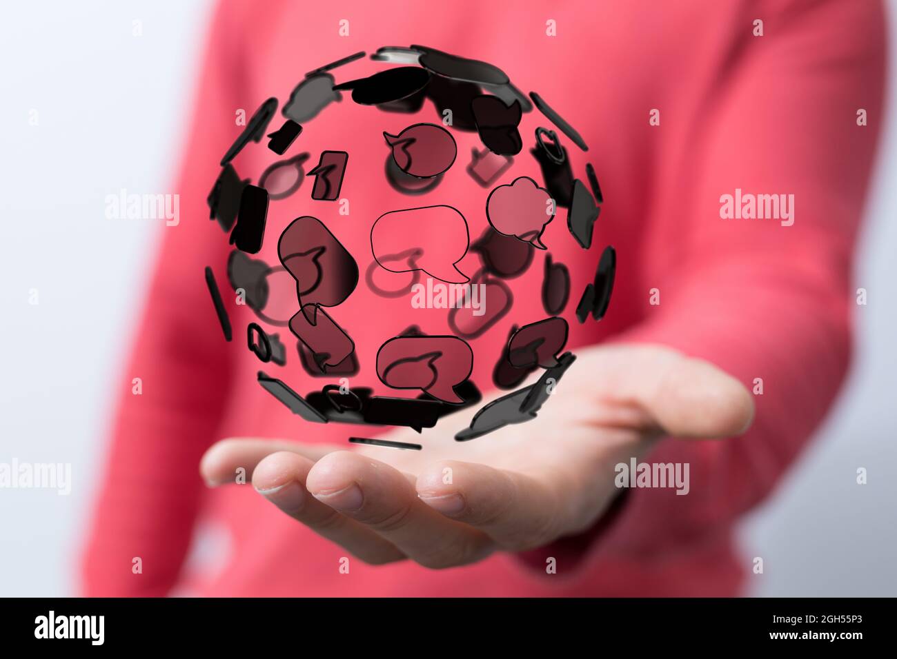 An illustration of digital communication icons in a sphere form Stock ...