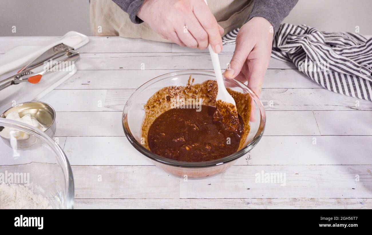 Mixing ingredients bake chocolate raspberry hi-res stock photography ...