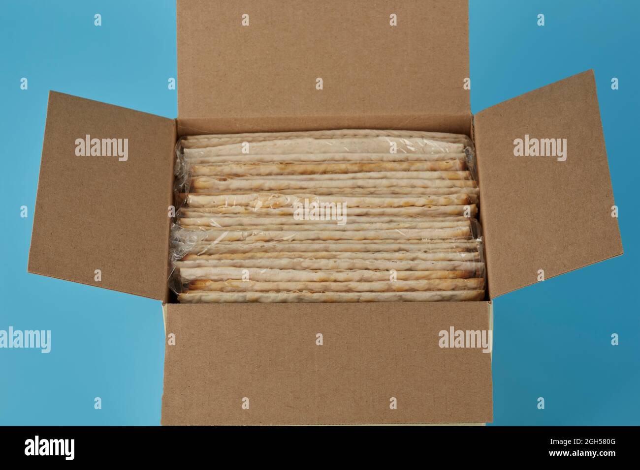 A package of traditional Jewish kosher matzah for the Passover holiday ...