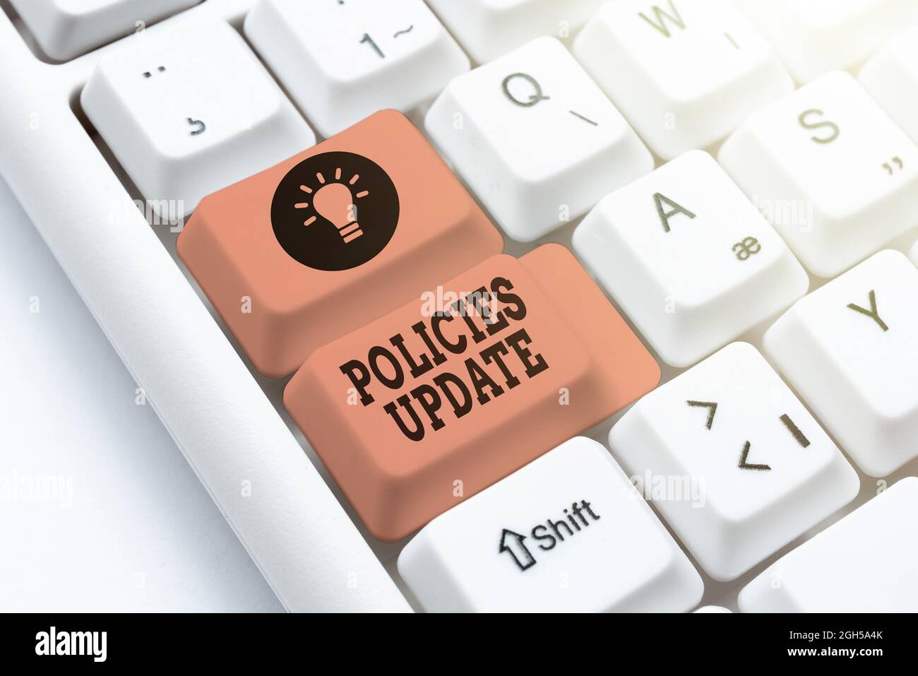 Text caption presenting Policies Update. Business approach act of adding new information or ...