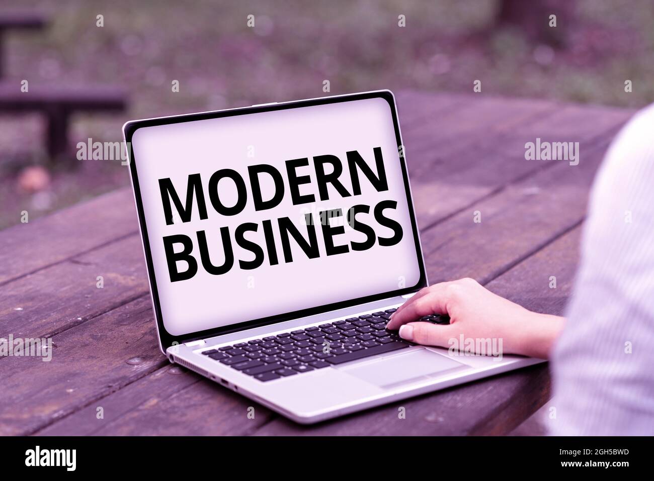 Sign displaying Modern Business. Business overview economic system ...