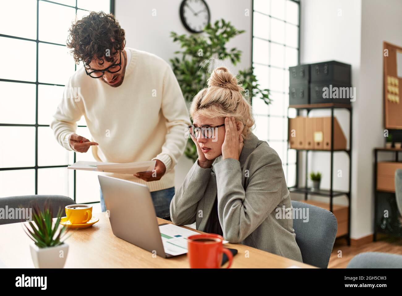 Businesswoman overworked and stressed of her boss at the office Stock ...