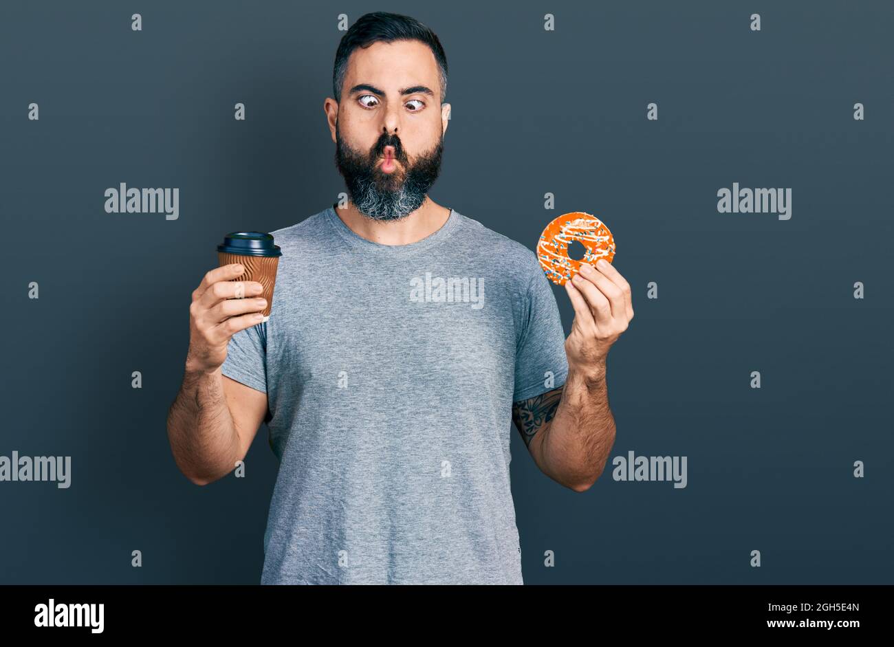 Bearded Man Eating Fish