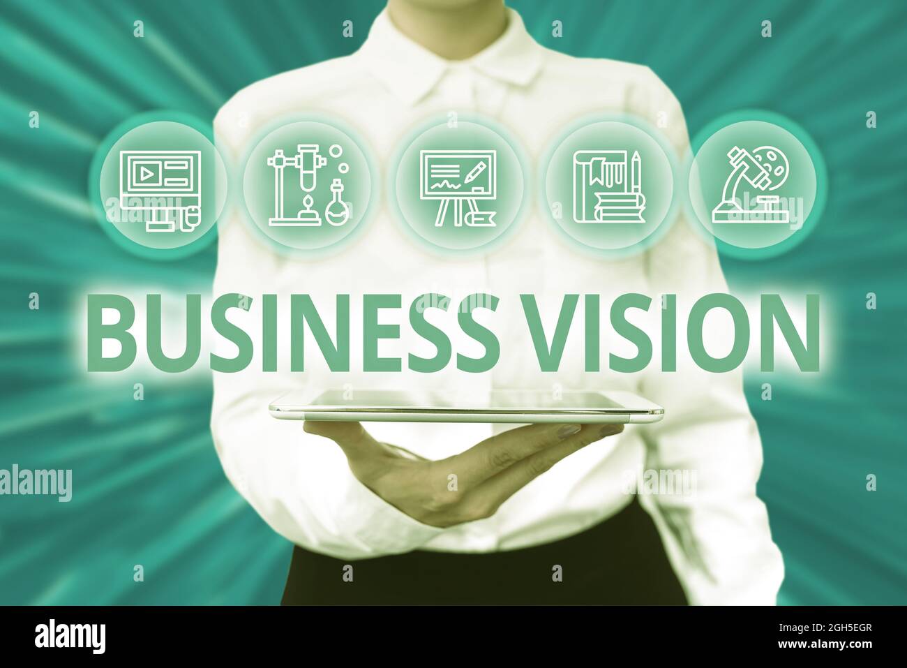 Hand writing sign Business Vision. Business overview description of ...