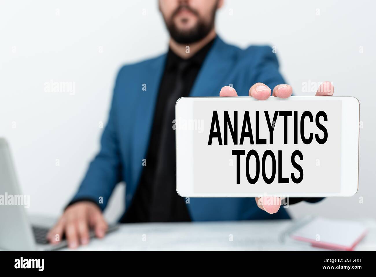 Conceptual display Analytics Tools. Business idea pieces of web application analysis software ...