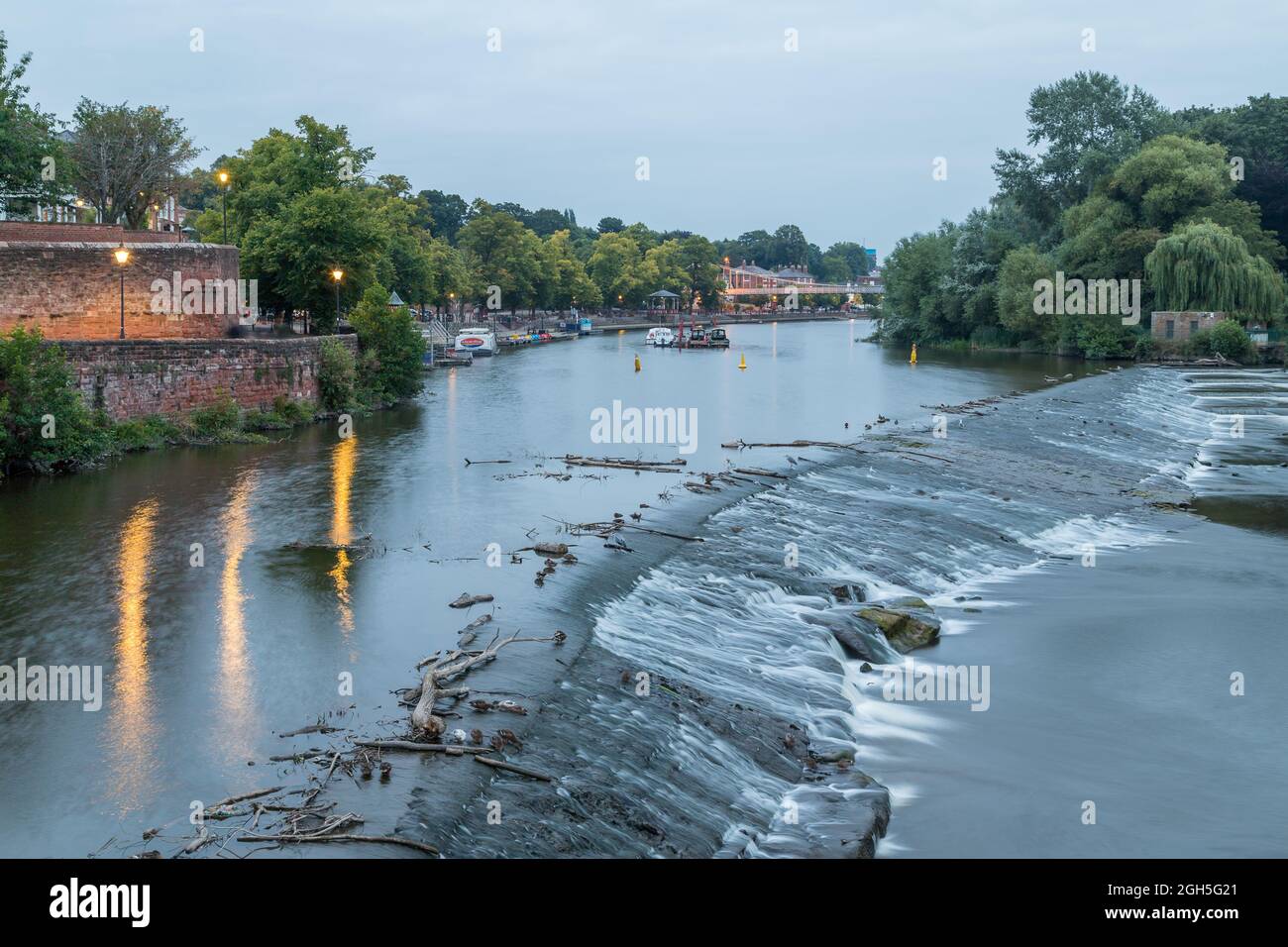 A high dynamic range image of water on the River Dee flowing over the ...