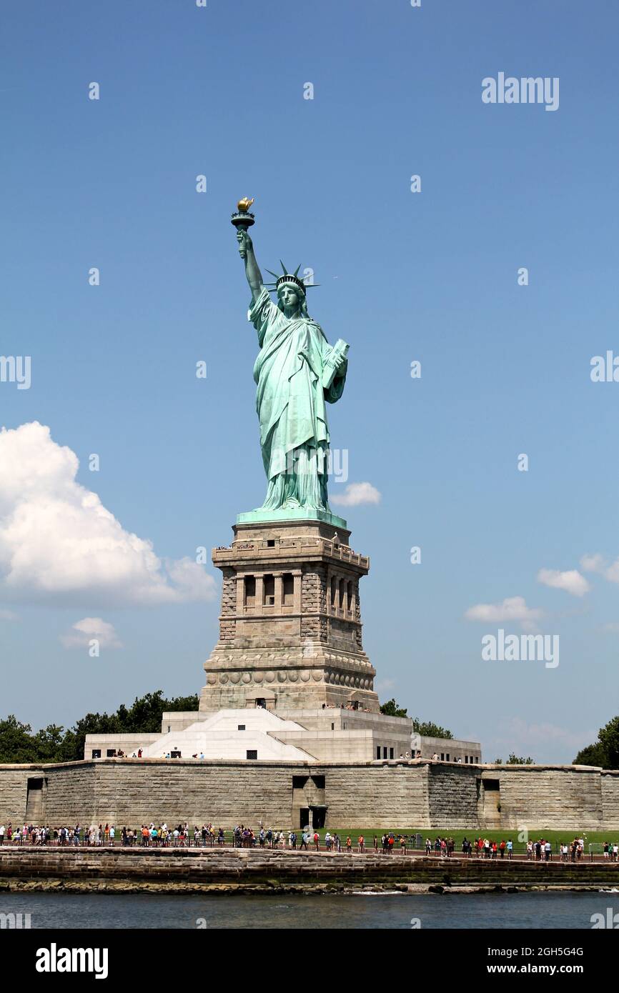 NEW YORK - AUGUST 5, 2014: Statue of Liberty on Liberty Island in New ...