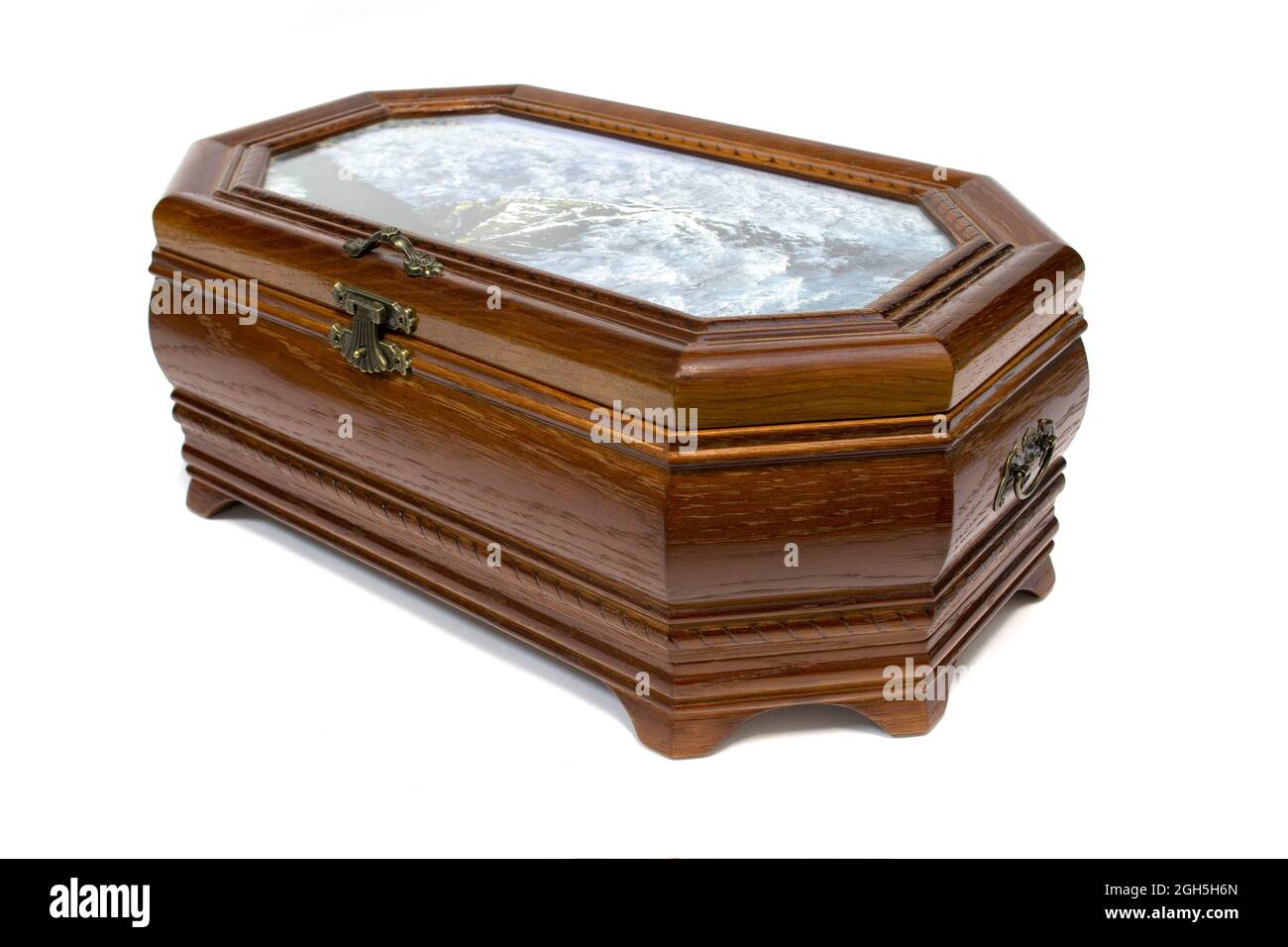 Wooden box with iron locks, handmade Stock Photo - Alamy