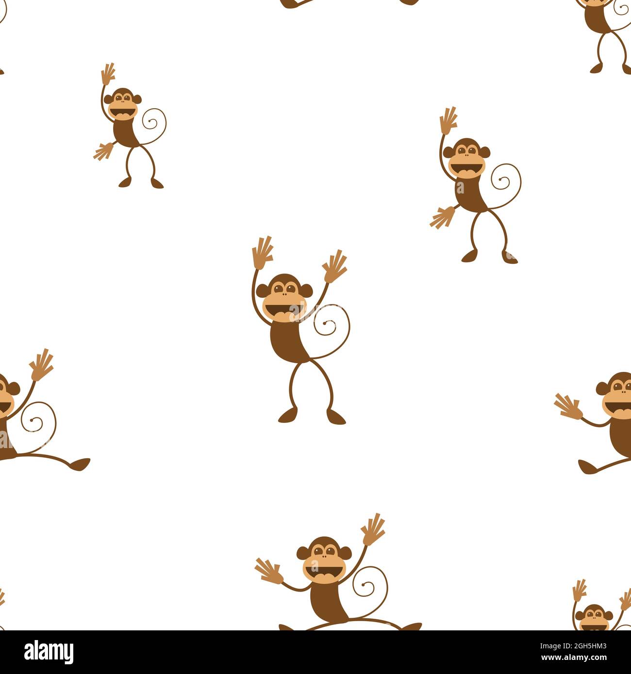 Seamless pattern with funny monkeys. Cheerful, creative monkey ...