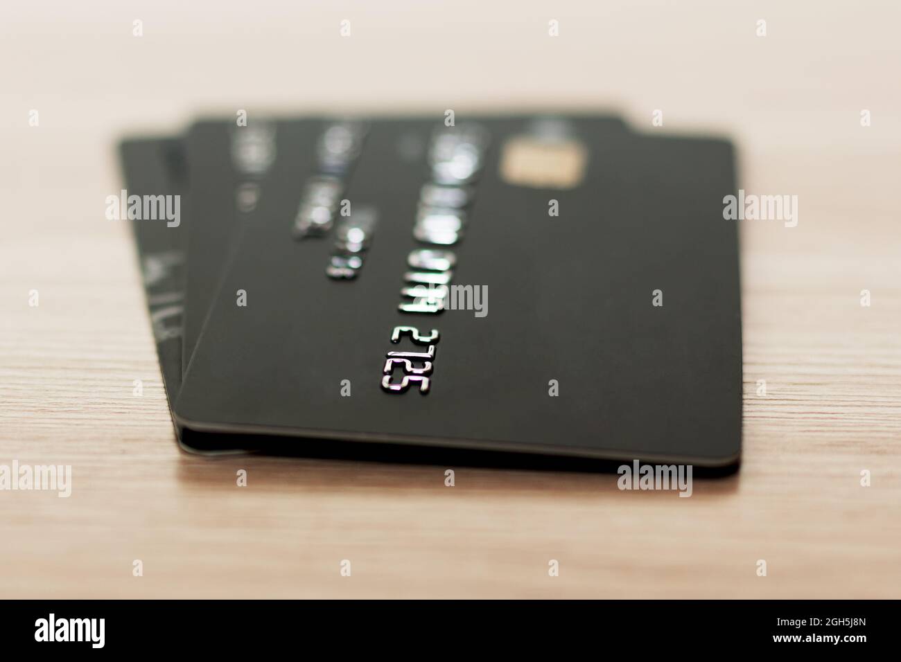 Three black credit cards. Plastic card. Contactless payment Stock Photo ...