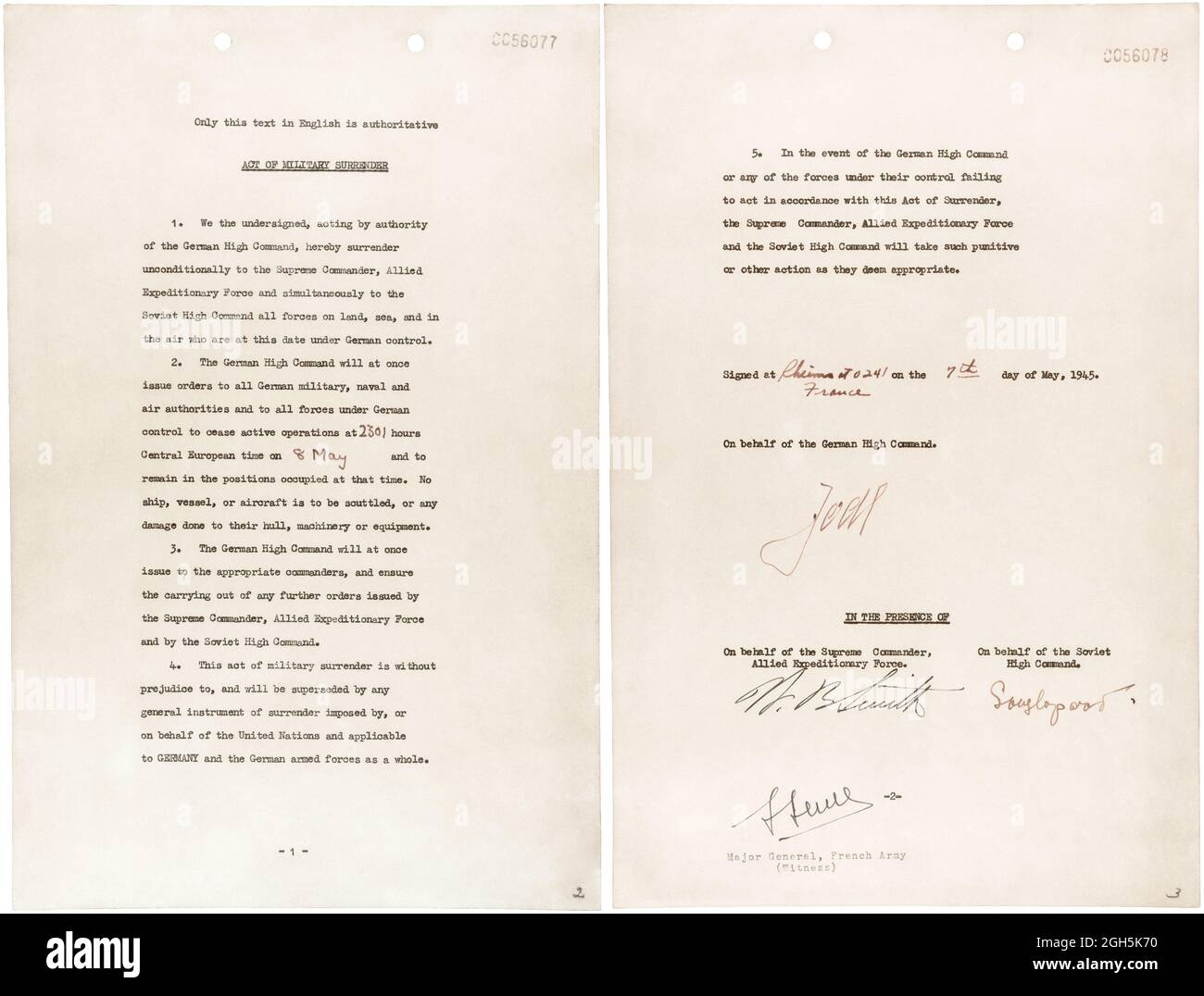 The Instrument of Surrender signed by Germany that ended WW2 in Europe ...