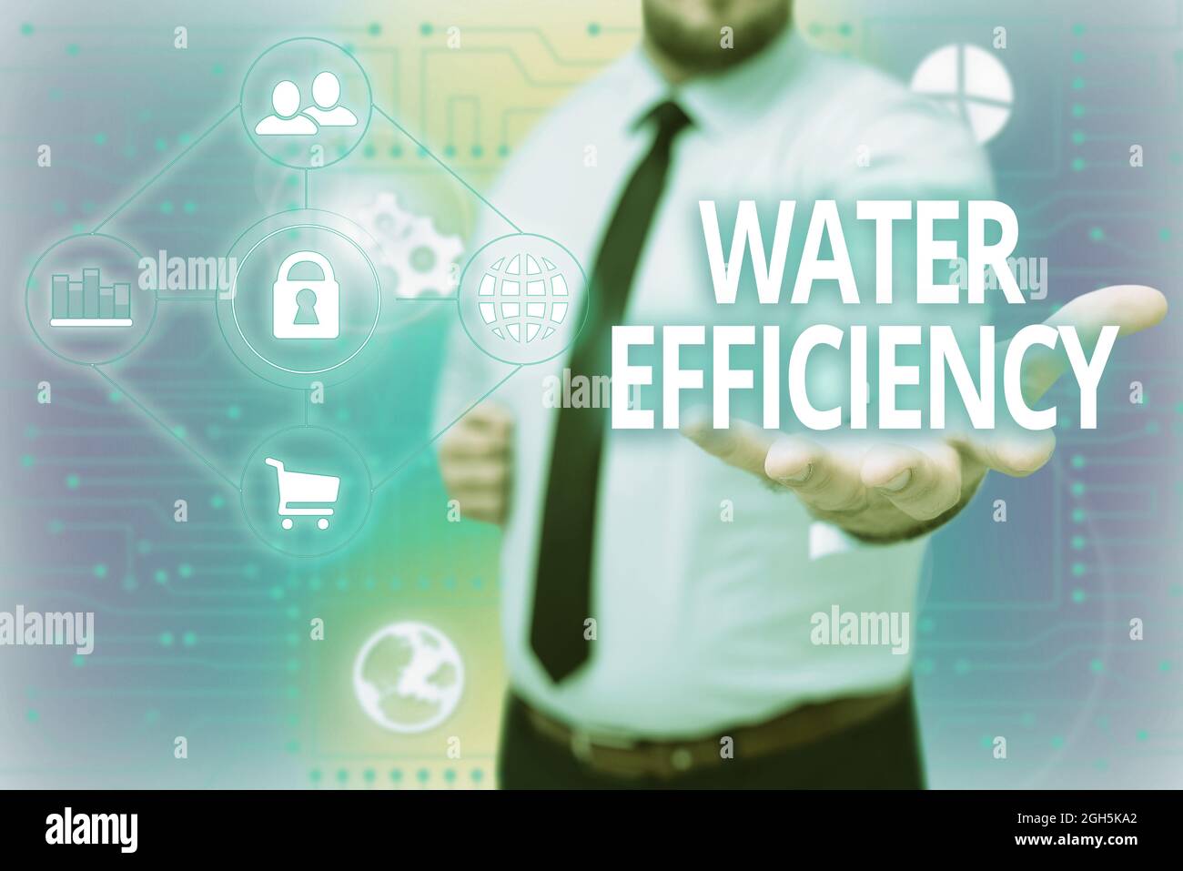 Text sign showing Water Efficiency. Word for reduce water wastage by ...