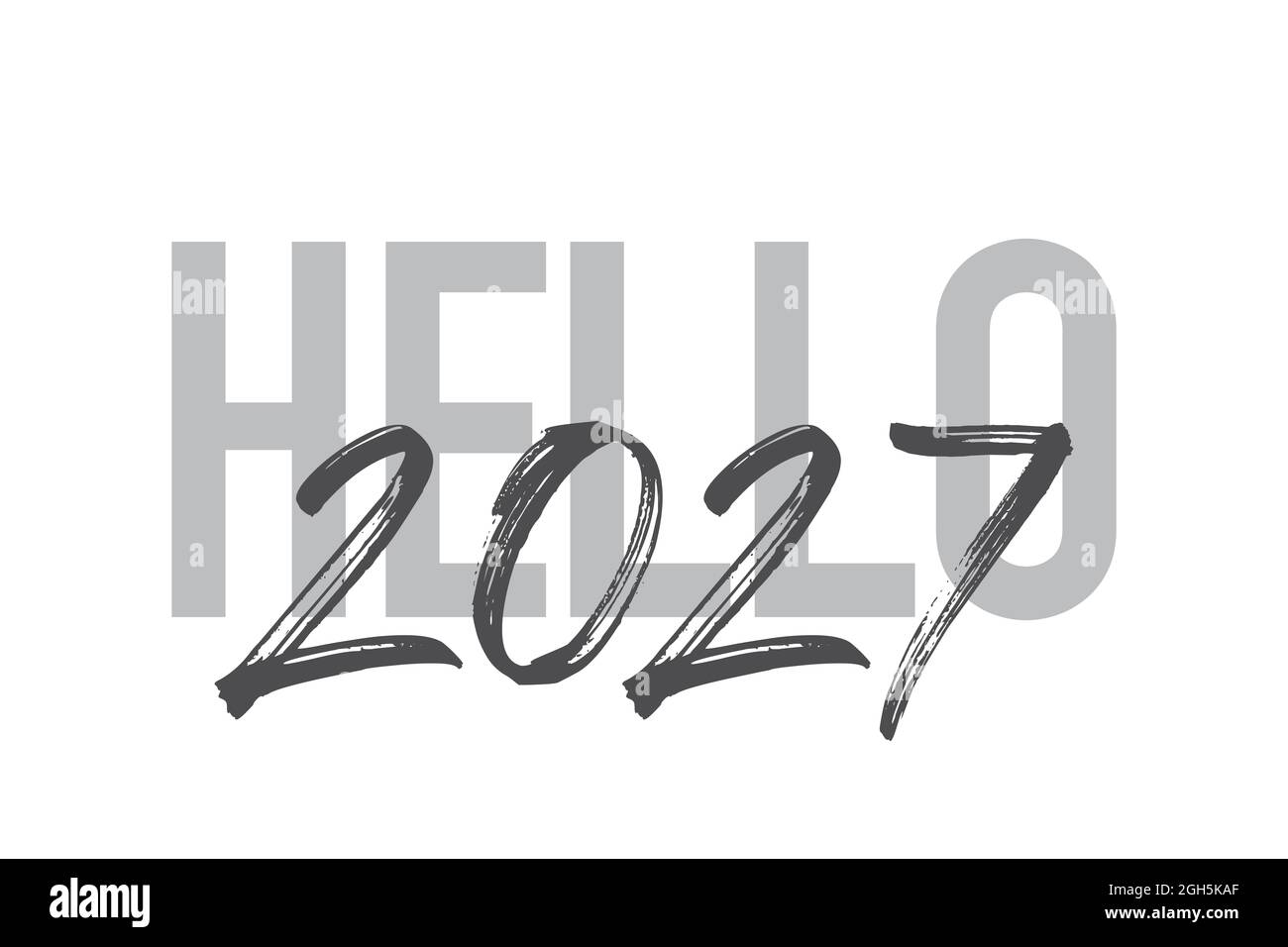 Modern, simple, minimal typographic design of a saying "Hello 2027" in ...