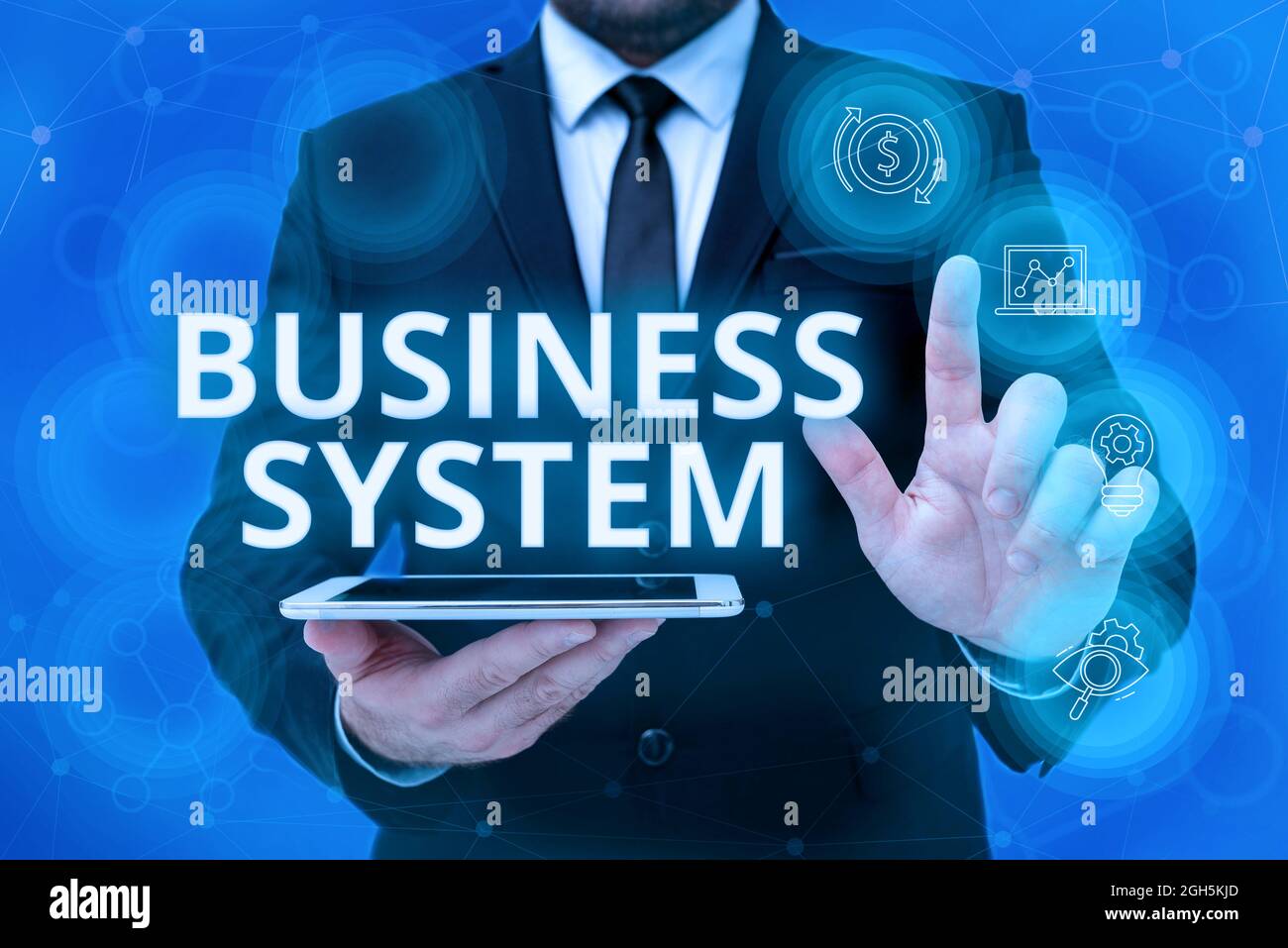 Conceptual display Business System. Concept meaning delivery mechanism ...