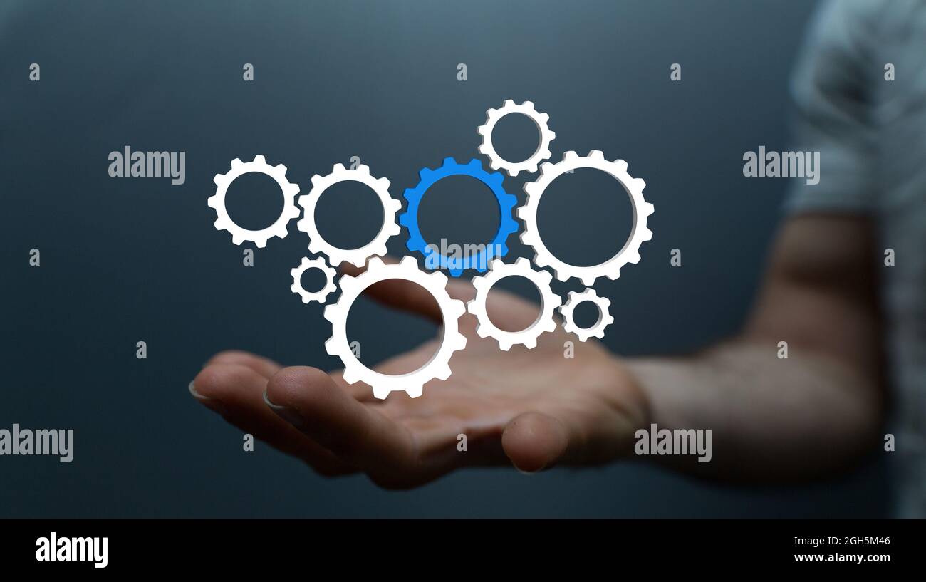 An illustration of digital gears for engineering and business concepts ...