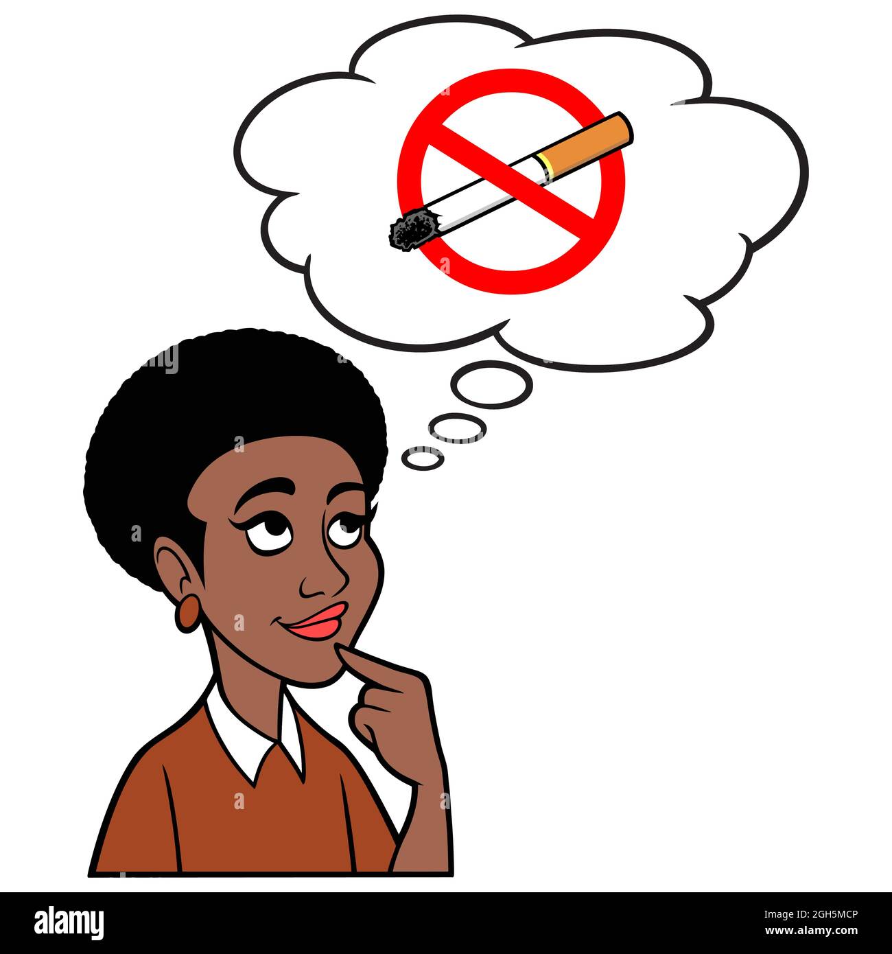 Woman thinking about Smoking Ban - A cartoon illustration of a Woman ...