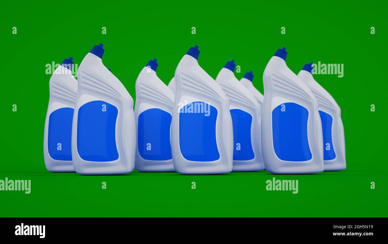 Plastic bottles standing on green screen Stock Photo - Alamy