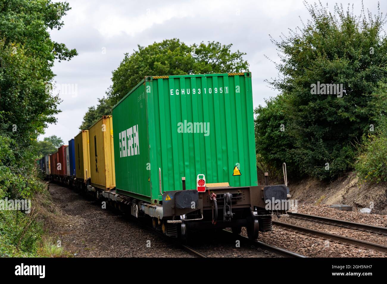 Freight train heading towards Ipswich after departing the port of ...