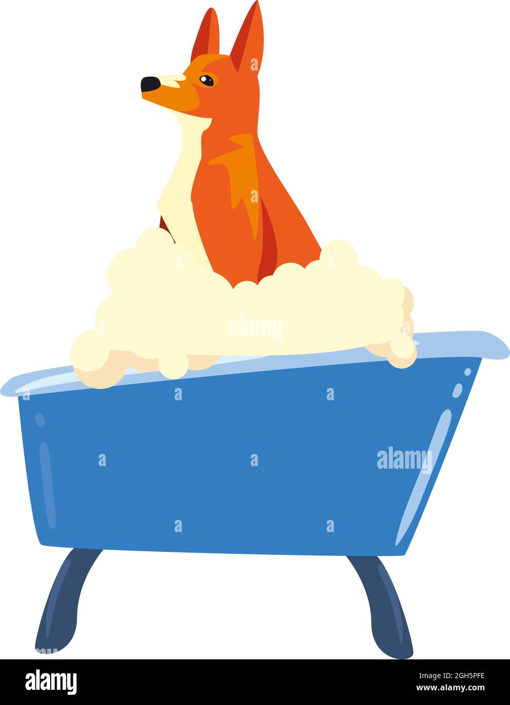dog bathing in blue tub character Stock Vector Image & Art - Alamy