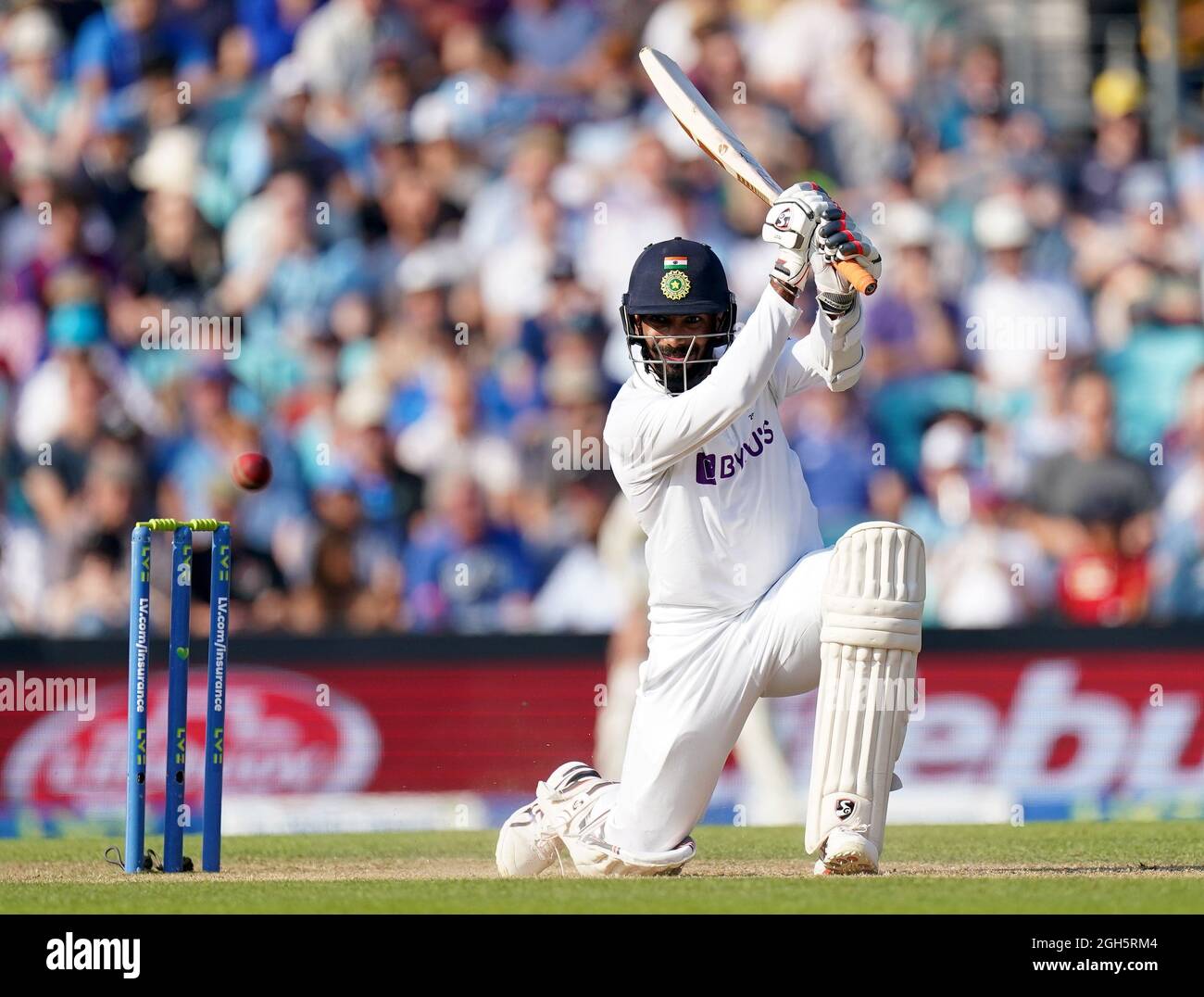 India's Jasprit Bumrah bats during day four of the cinch Fourth Test at ...