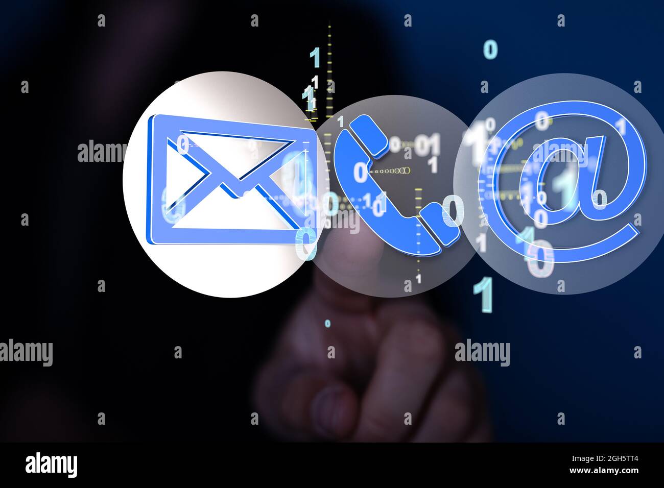 An illustration of glowing email and telephone icons Stock Photo - Alamy