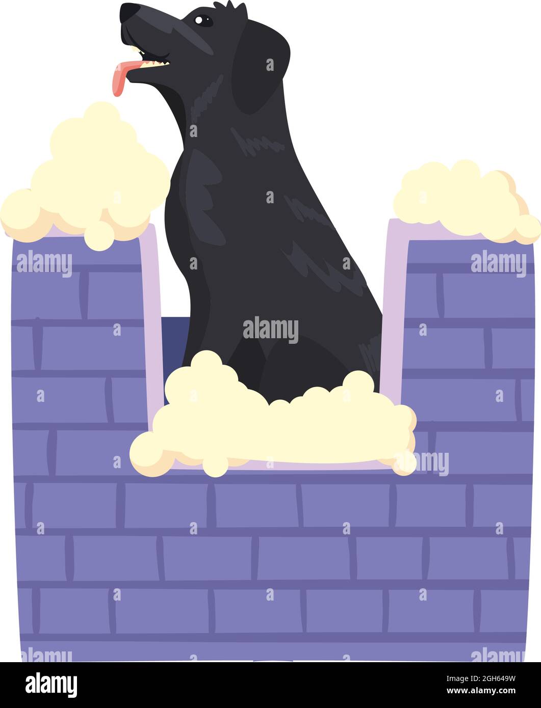 dog bathing in purple tub character Stock Vector Image & Art - Alamy