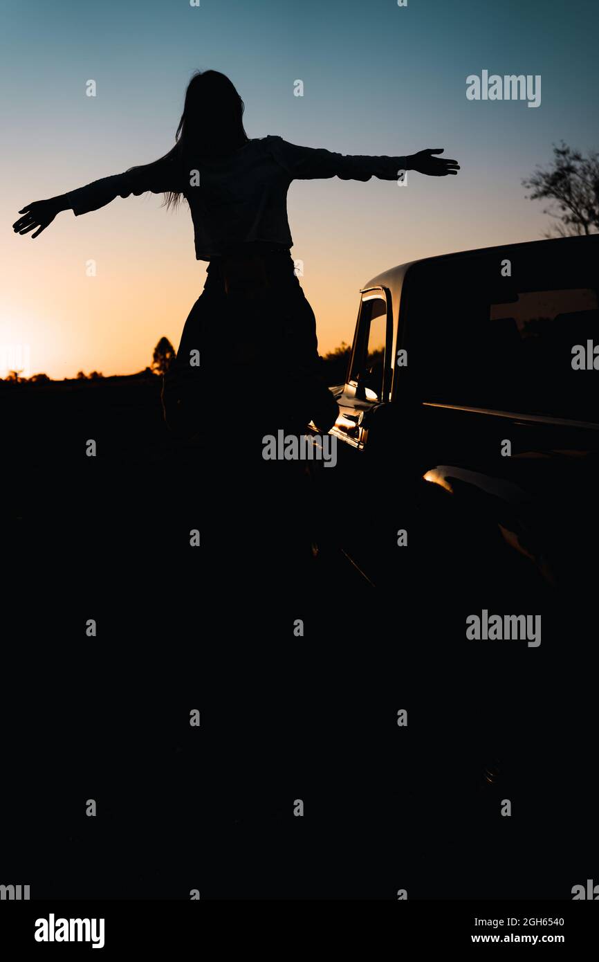 Woman Sitting Silhouette Back