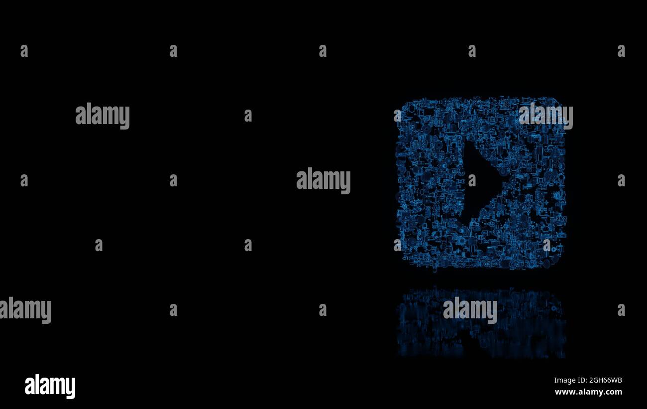 3d rendering various blue wire glowing mechanical parts in shape of ...