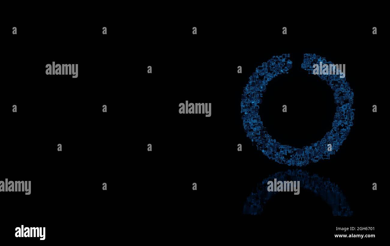 3d rendering various blue wire glowing mechanical parts in shape of ...