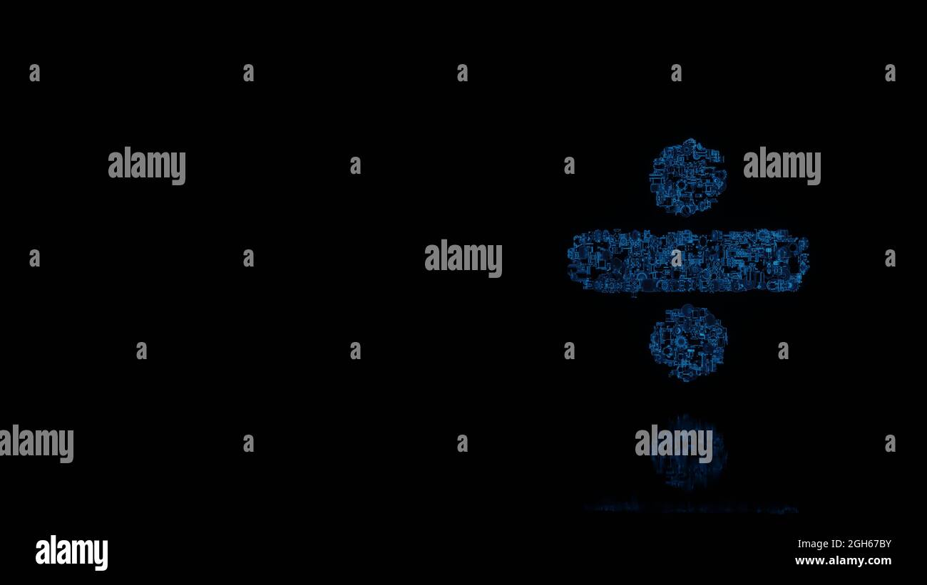 3d rendering various blue wire glowing mechanical parts in shape of ...