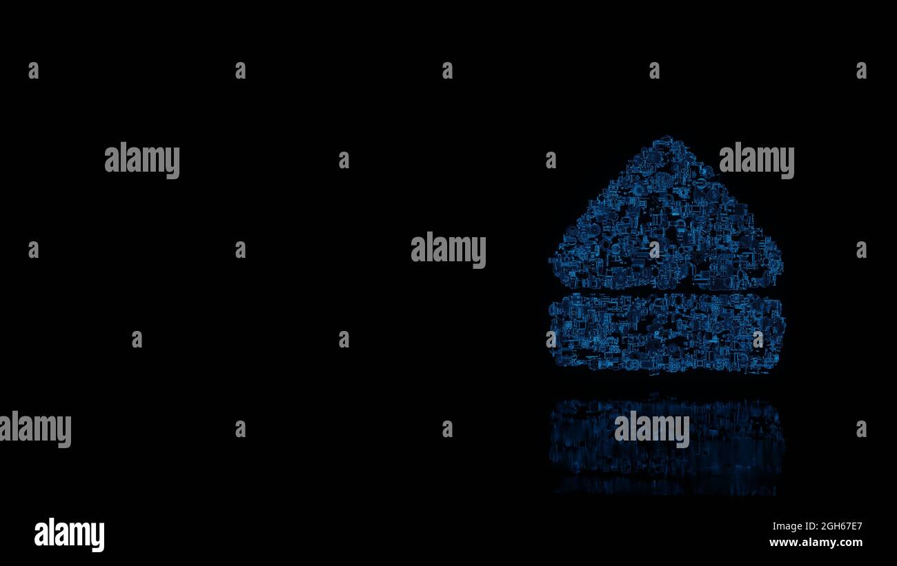 3d rendering various blue wire glowing mechanical parts in shape of ...