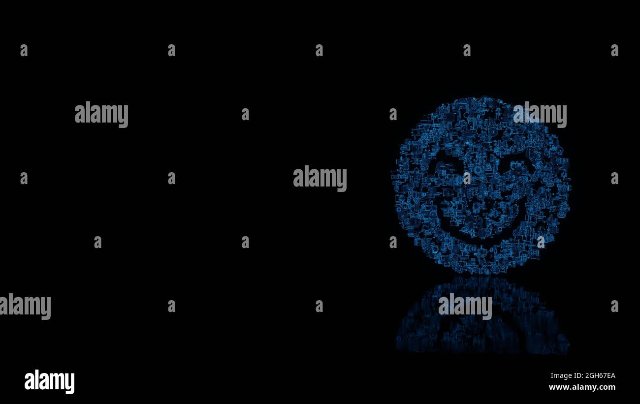 3d rendering various blue wire glowing mechanical parts in shape of ...