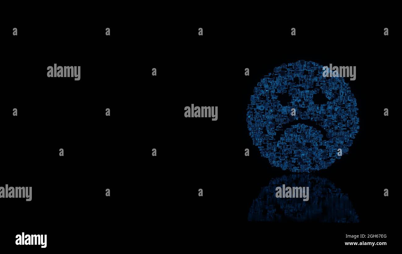 3d rendering various blue wire glowing mechanical parts in shape of ...