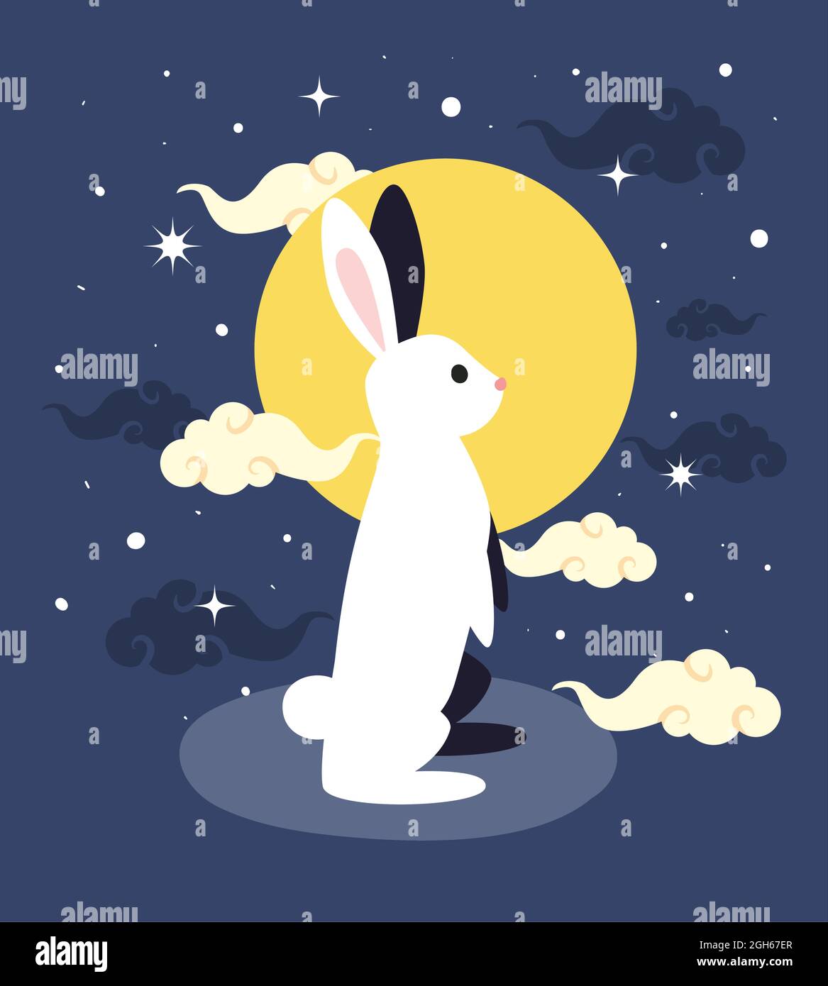 rabbit in mid autumn night scene Stock Vector Image & Art - Alamy