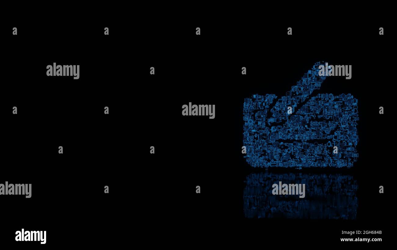 3d rendering various blue wire glowing mechanical parts in shape of ...