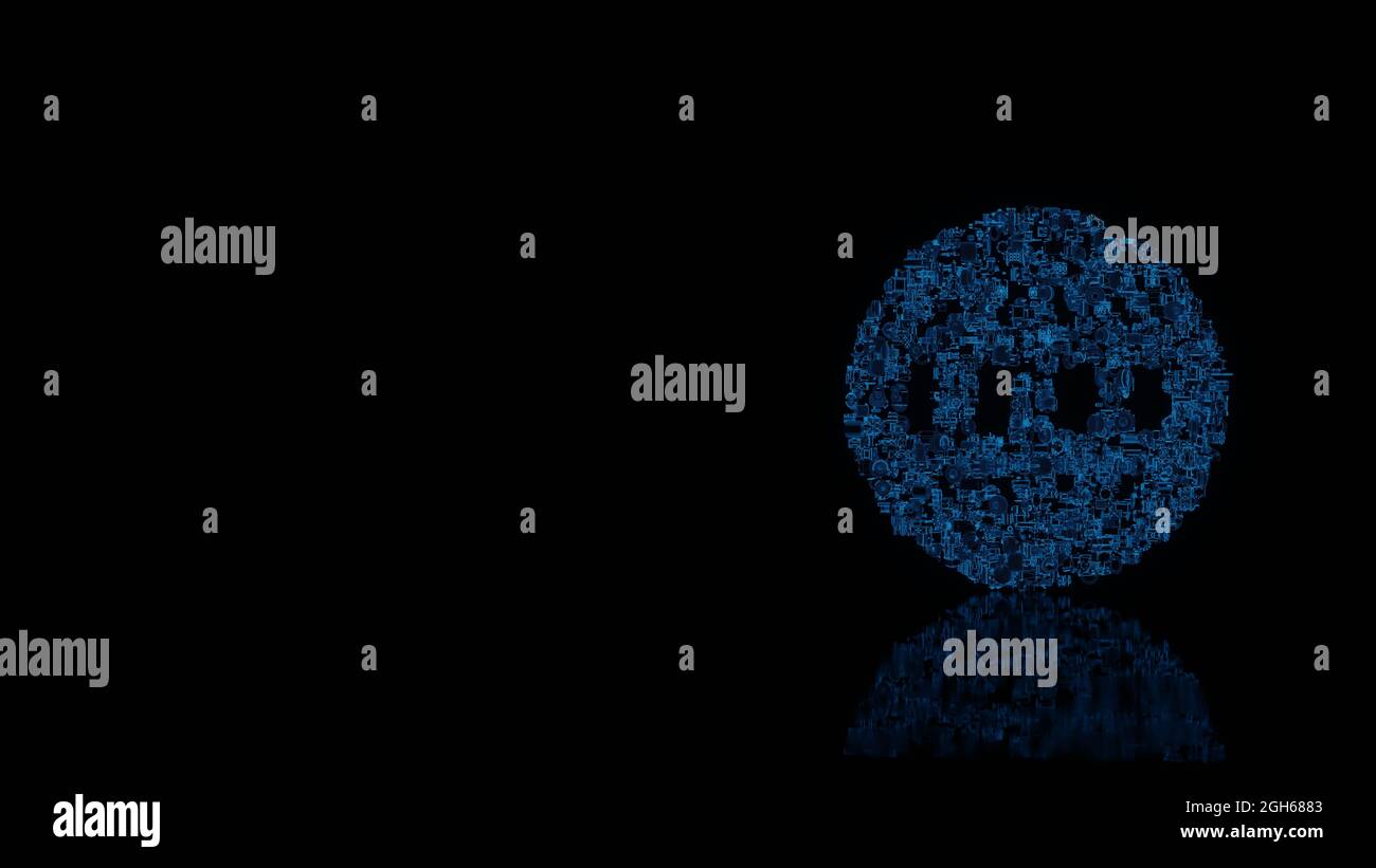3d rendering various blue wire glowing mechanical parts in shape of ...