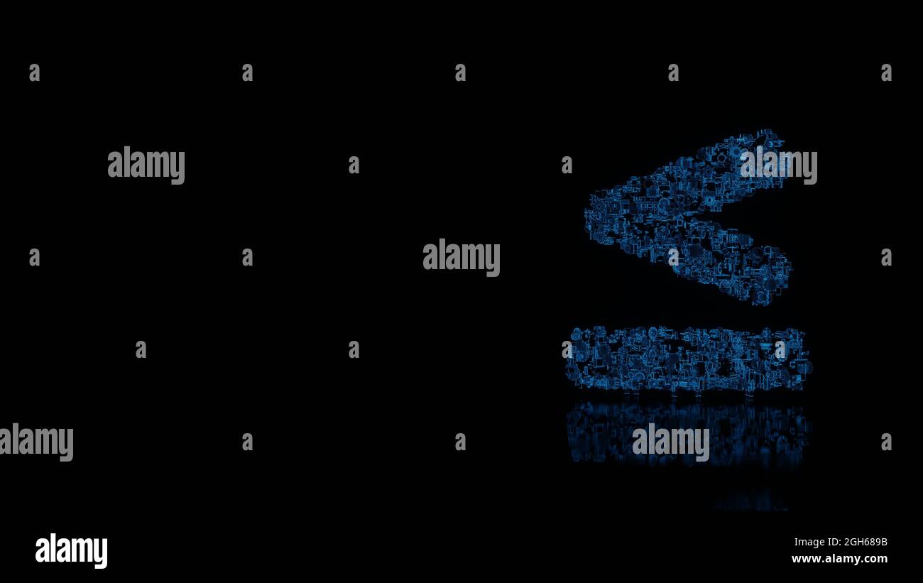 3d rendering various blue wire glowing mechanical parts in shape of ...