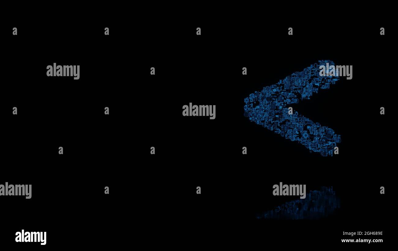 3d rendering various blue wire glowing mechanical parts in shape of ...