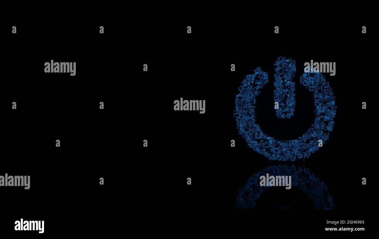 3d rendering various blue wire glowing mechanical parts in shape of ...