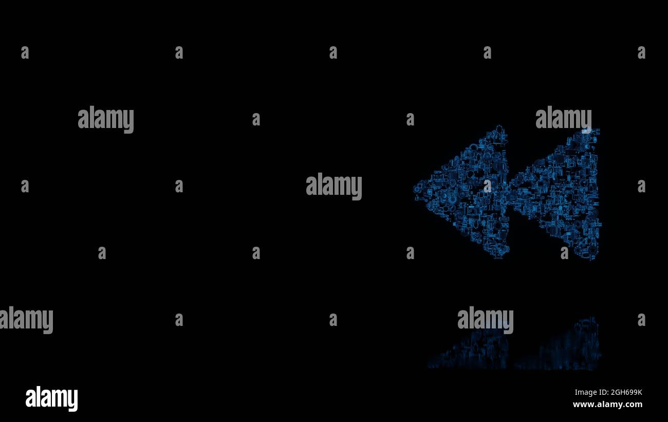 3d rendering various blue wire glowing mechanical parts in shape of ...