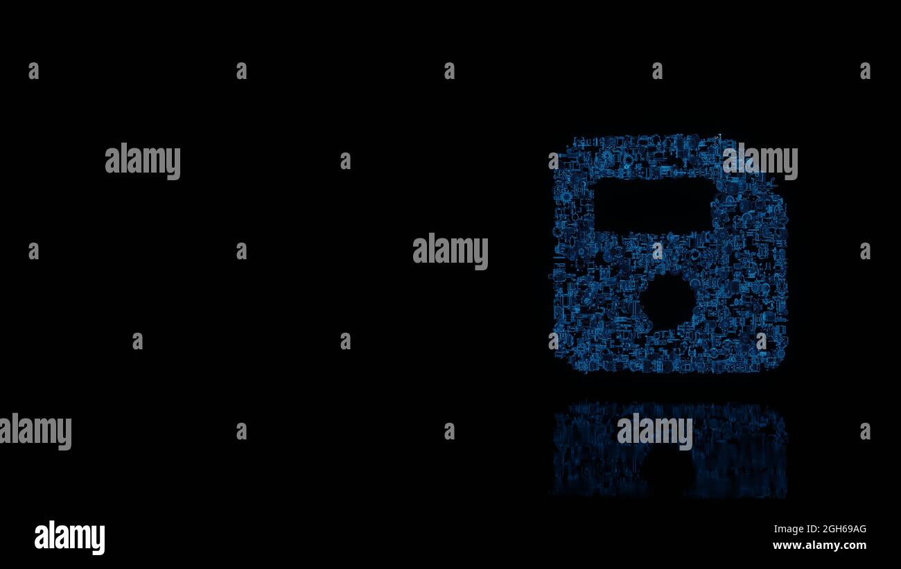 3d rendering various blue wire glowing mechanical parts in shape of ...