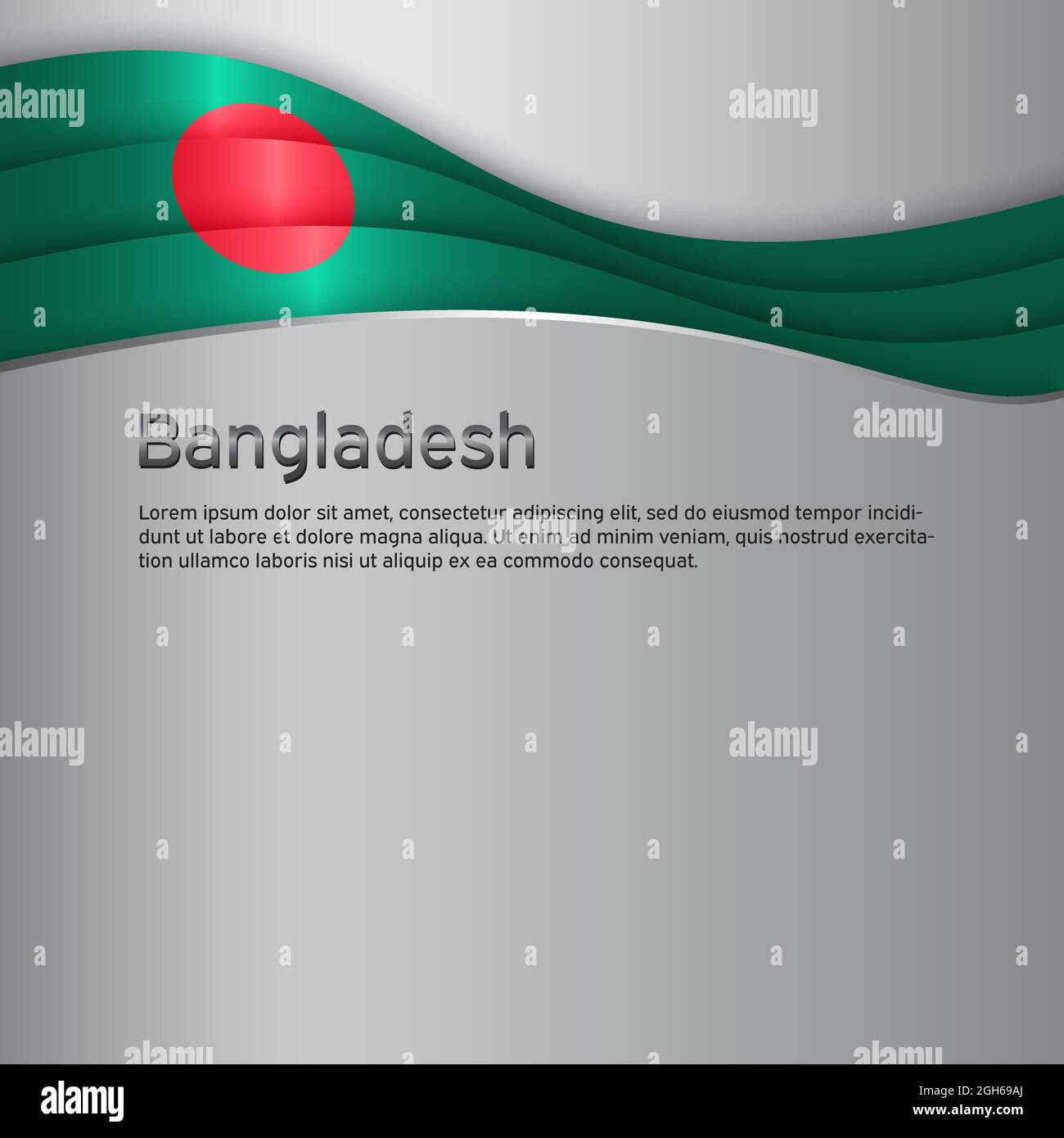 Bangladesh flag on gray metal background. Paper cut style. Vector ...
