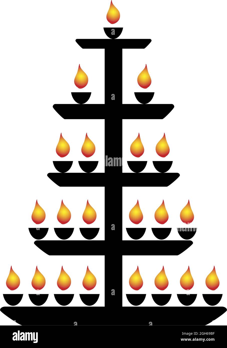 Silhouettes lamps Happy Diwali light festival of India. Illustration ...