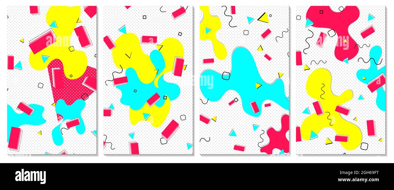 Set of doodle fun patterns. Hipster style 80s-90s. Memphis elements ...